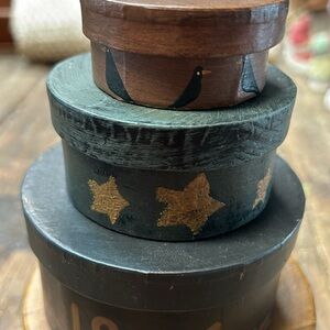 Accents | Set Of 4 Folk Art Primitive Colonial Stacking Nesting Boxes ...